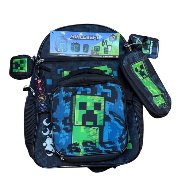 Mojang | Accessories | Minecraft Backpack 5piece Set With Lunch Bag ...